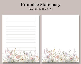 Wildflower Stationery Boho Stationery Border Stationery - Etsy