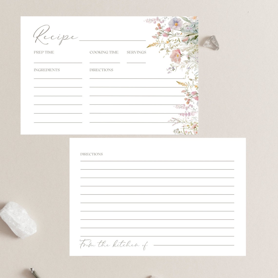 Downloadable Floral Recipe Card Template, Editable Floral Recipe Card ...