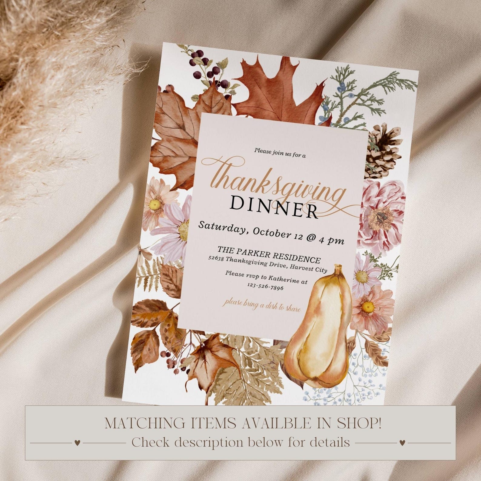 Editable Thanksgiving Place Card Template Fall Floral Thanksgiving ...