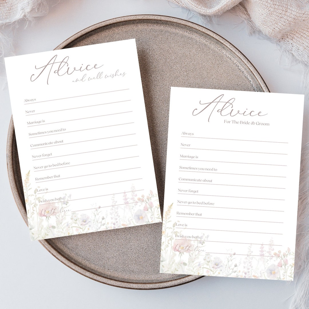 Advice and Wishes for Bride and Groom, Advice Well Wishes, Bridal ...