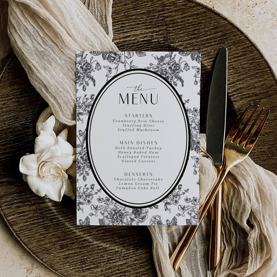 Printable Menu Template Editable Dinner Party Thanksgiving Fall ...