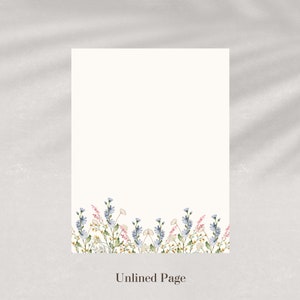 Floral Watercolor Stationery Set: Pink & Blue Wildflowers (digital ...