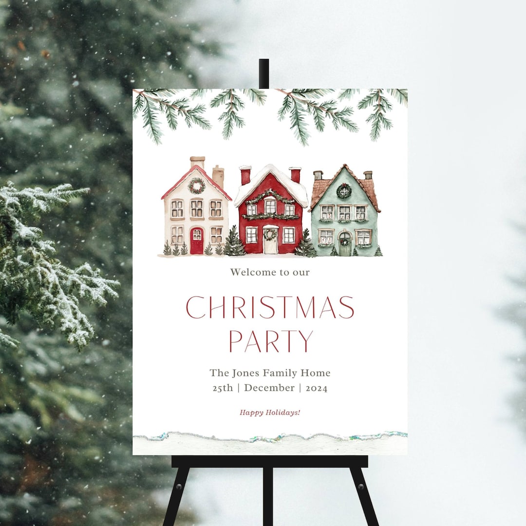 Holiday Welcome Sign Printable Christmas Template Editable Party ...