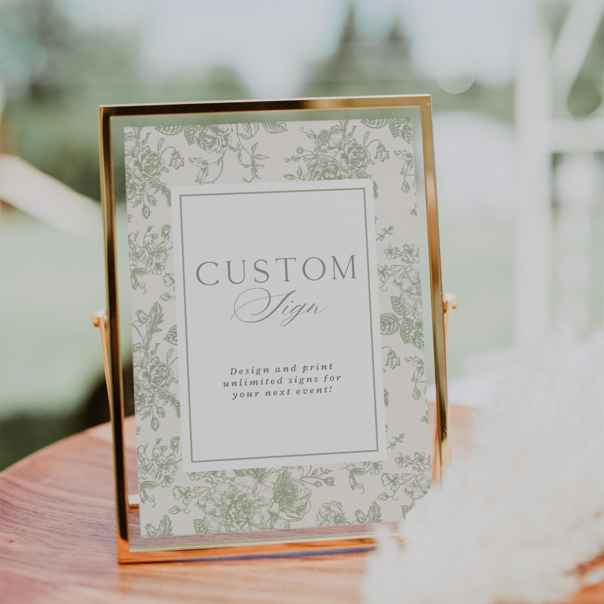 Floral Toile Custom Sign Template: DIY Party Decor (digital Download ...