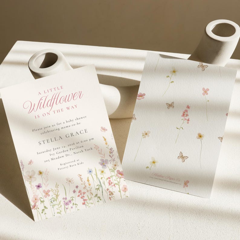 Wildflower Baby Shower Invitation Template Editable Canva Floral Baby ...