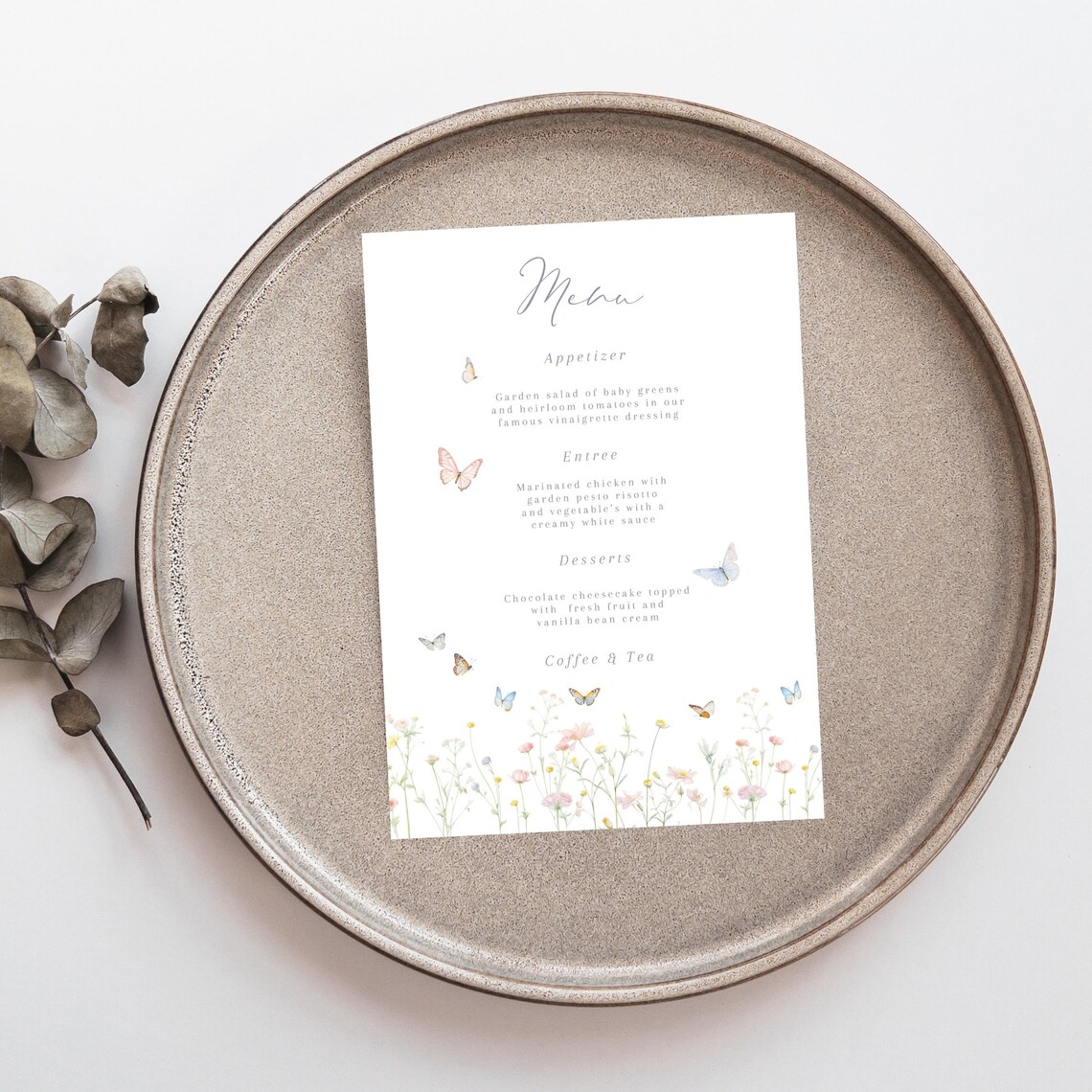 Downloadable Menu Card, Downloadable Floral Menu, Bridal Shower Menu ...