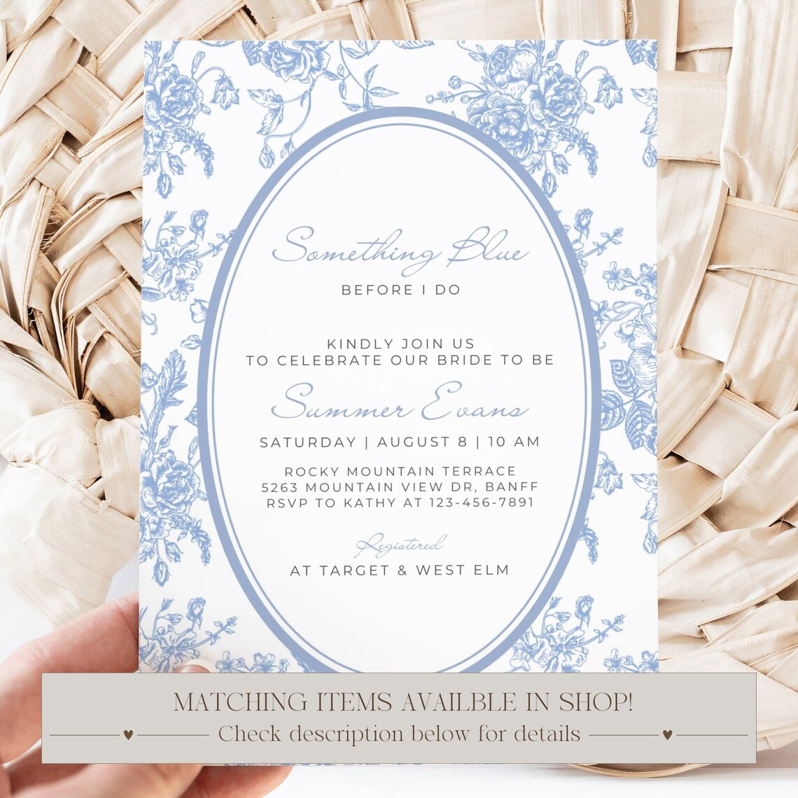 Blue Chinoiserie Bridal Shower Welcome Sign Template Editable Welcome ...