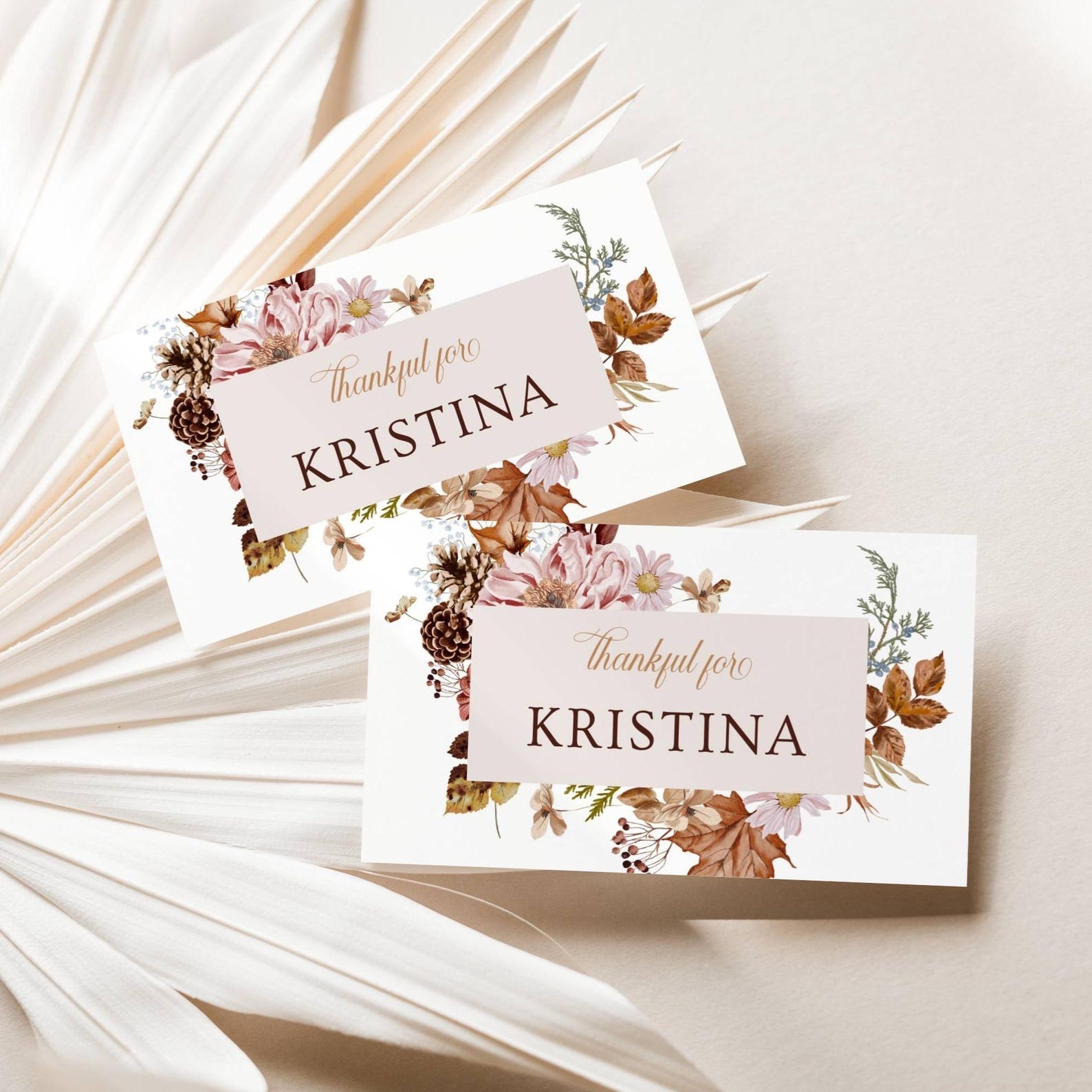 Editable Thanksgiving Place Card Template Fall Floral Thanksgiving ...