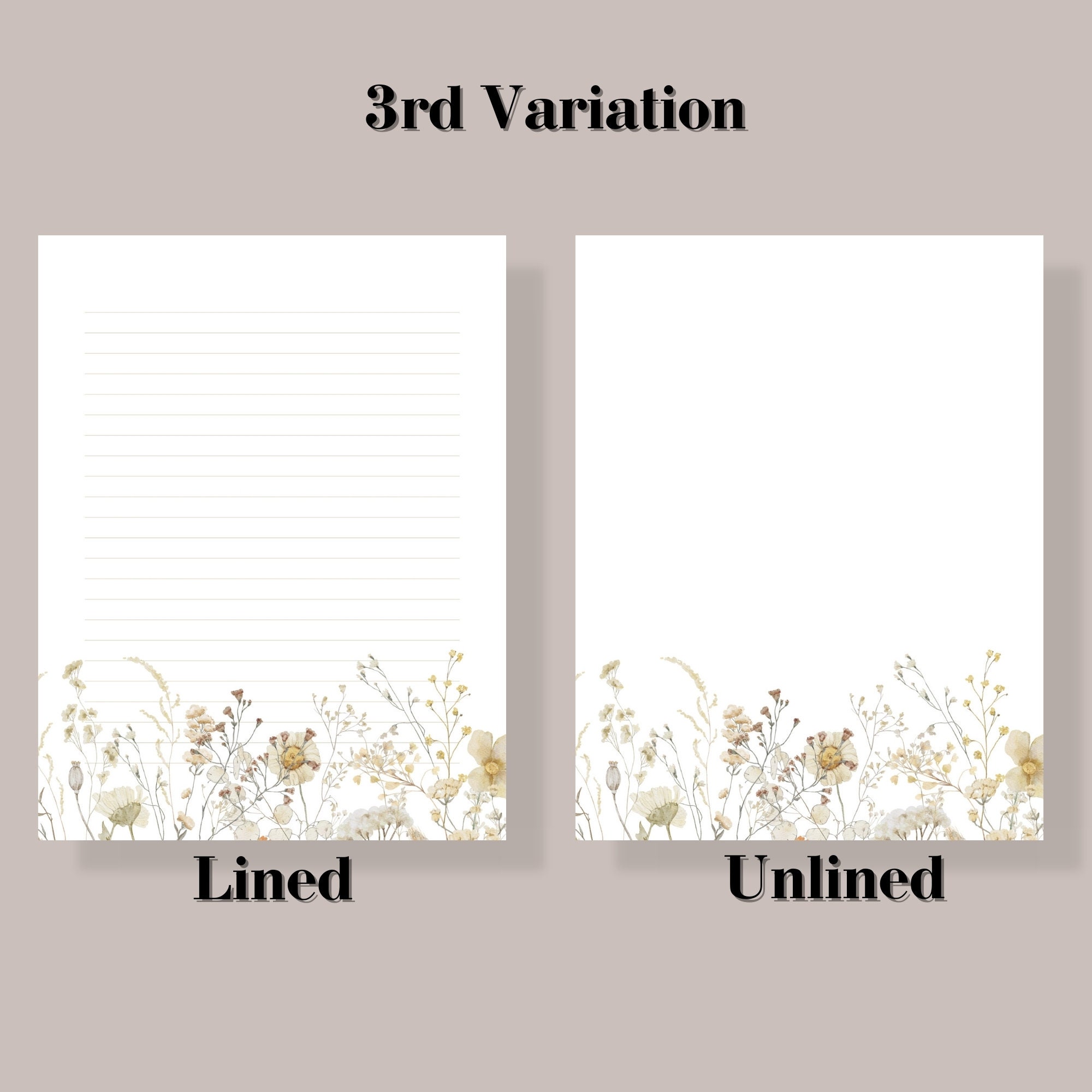 Floral Printable Letter Paper Lined Unlined Letter Paper Writing ...