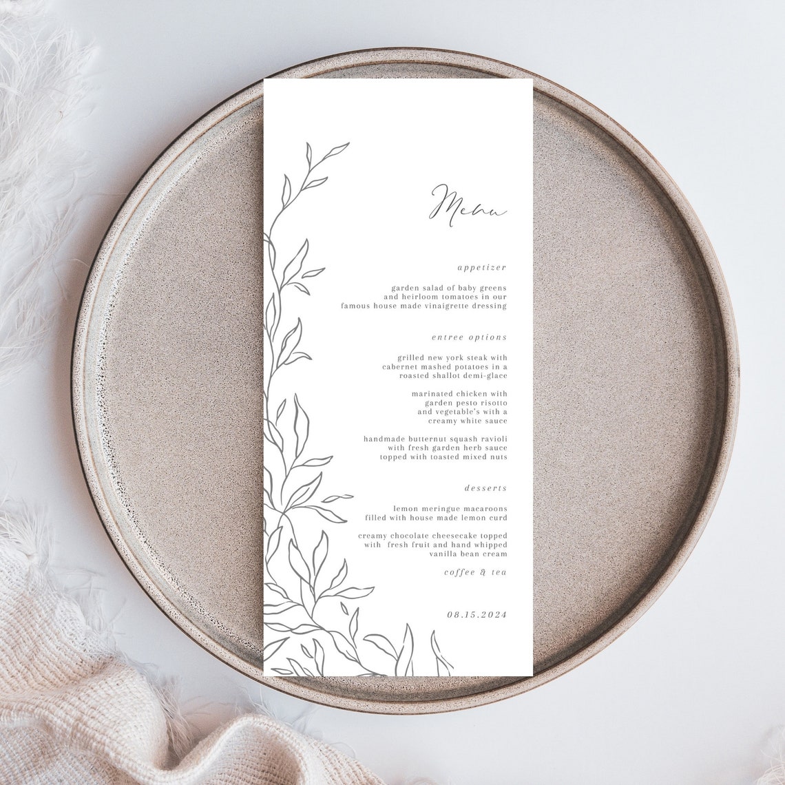 Downloadable Menu Card Template Elegant Wedding Menu Template Modern ...