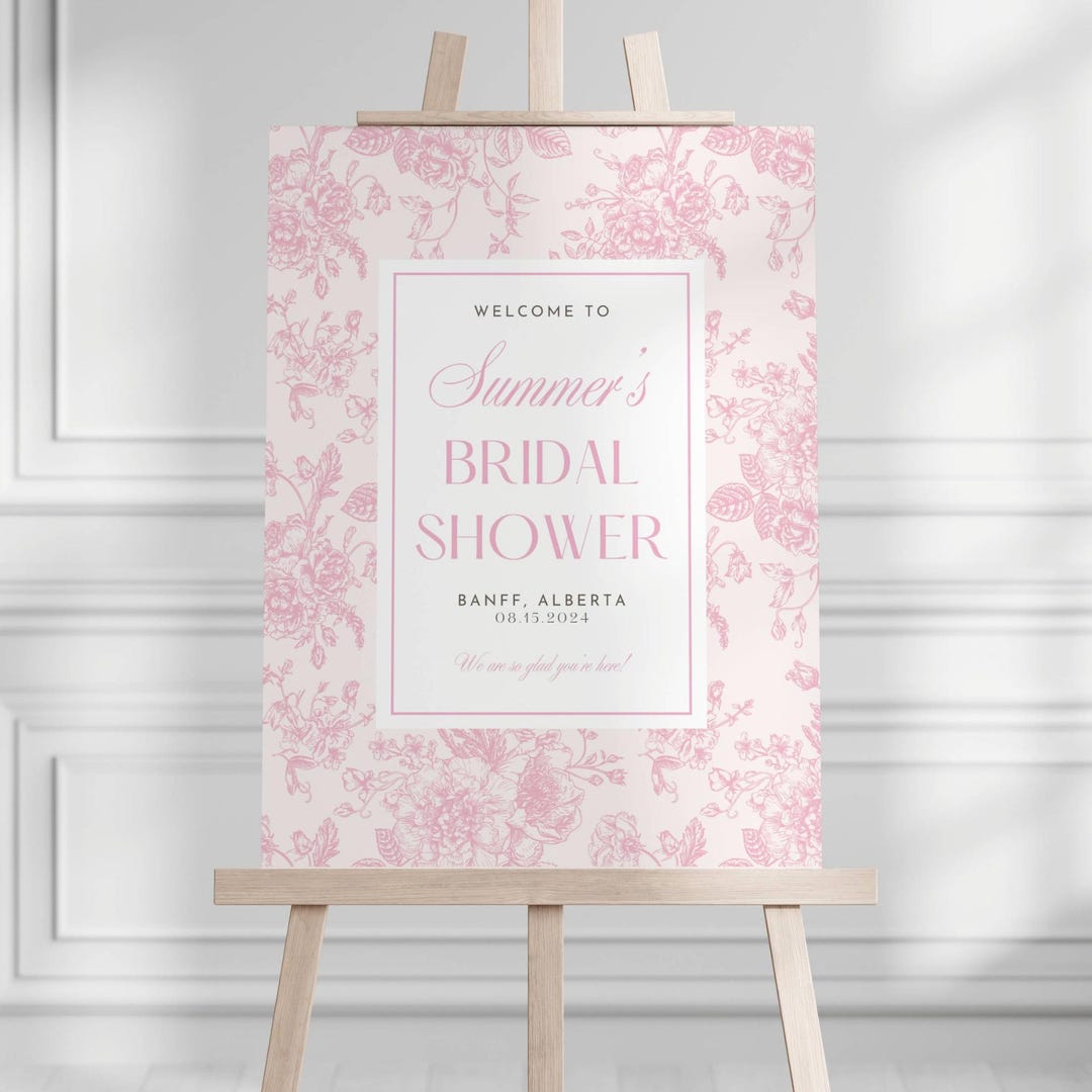 Pink Floral Bridal Shower Welcome Sign: Customizable Party Decor ...