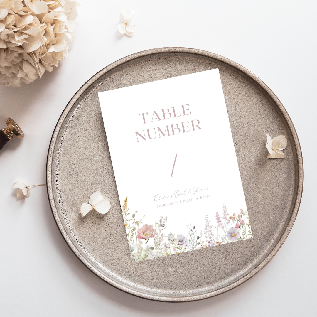 Wildflower Table Numbers Sign, Event Table Numbers Sign, Bridal Shower ...