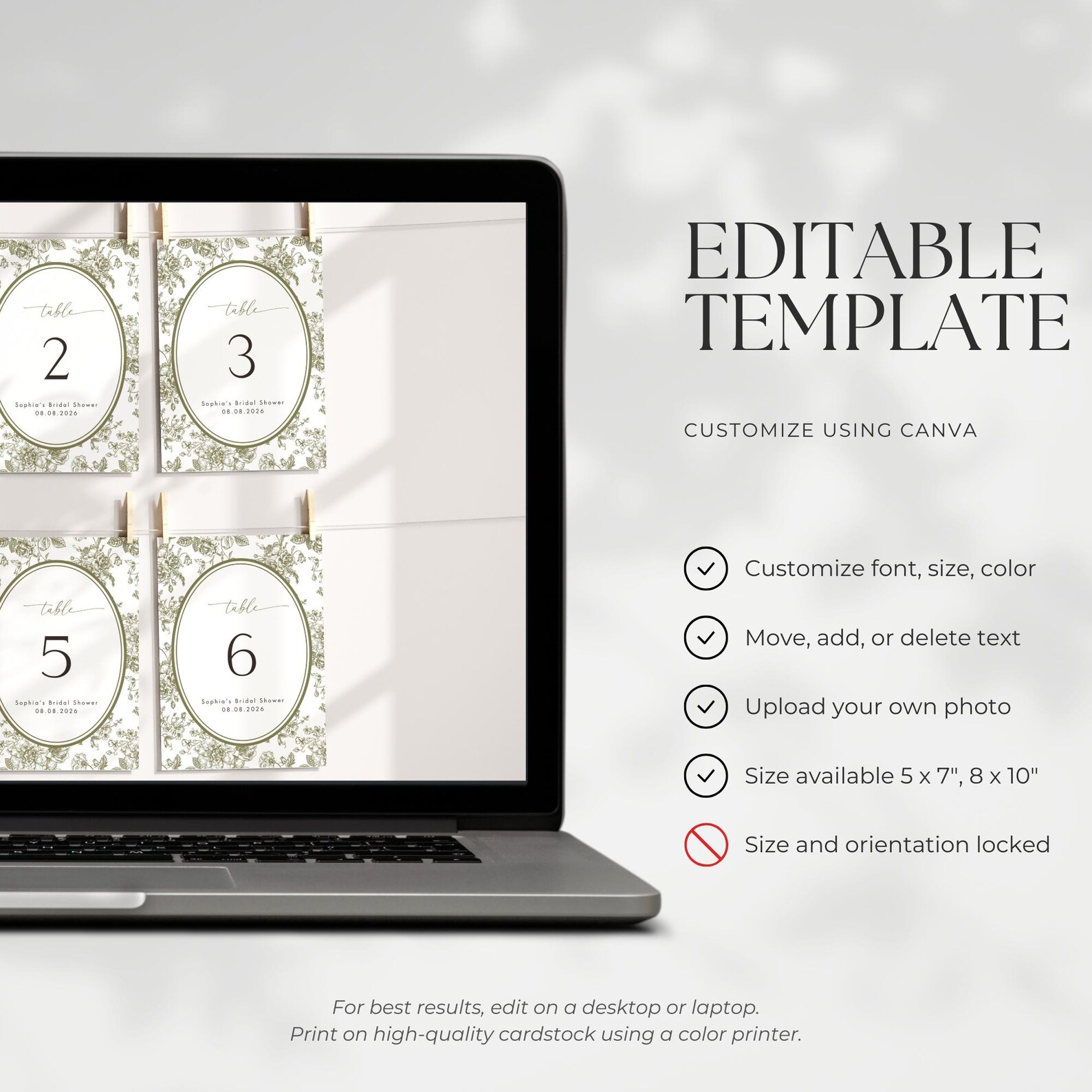 Wedding Table Number Display Card Design Template Digital Download ...