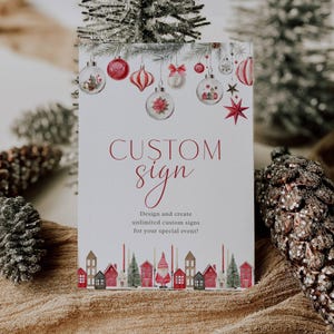 Editable Christmas Custom Sign Template Printable Christmas Party Sign ...