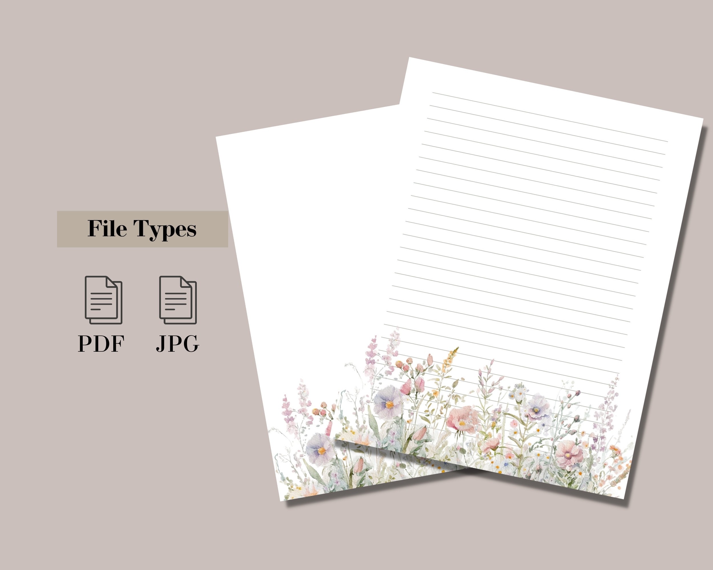 Field Blooms Printable Stationary Lined Paper Printable - Etsy Canada