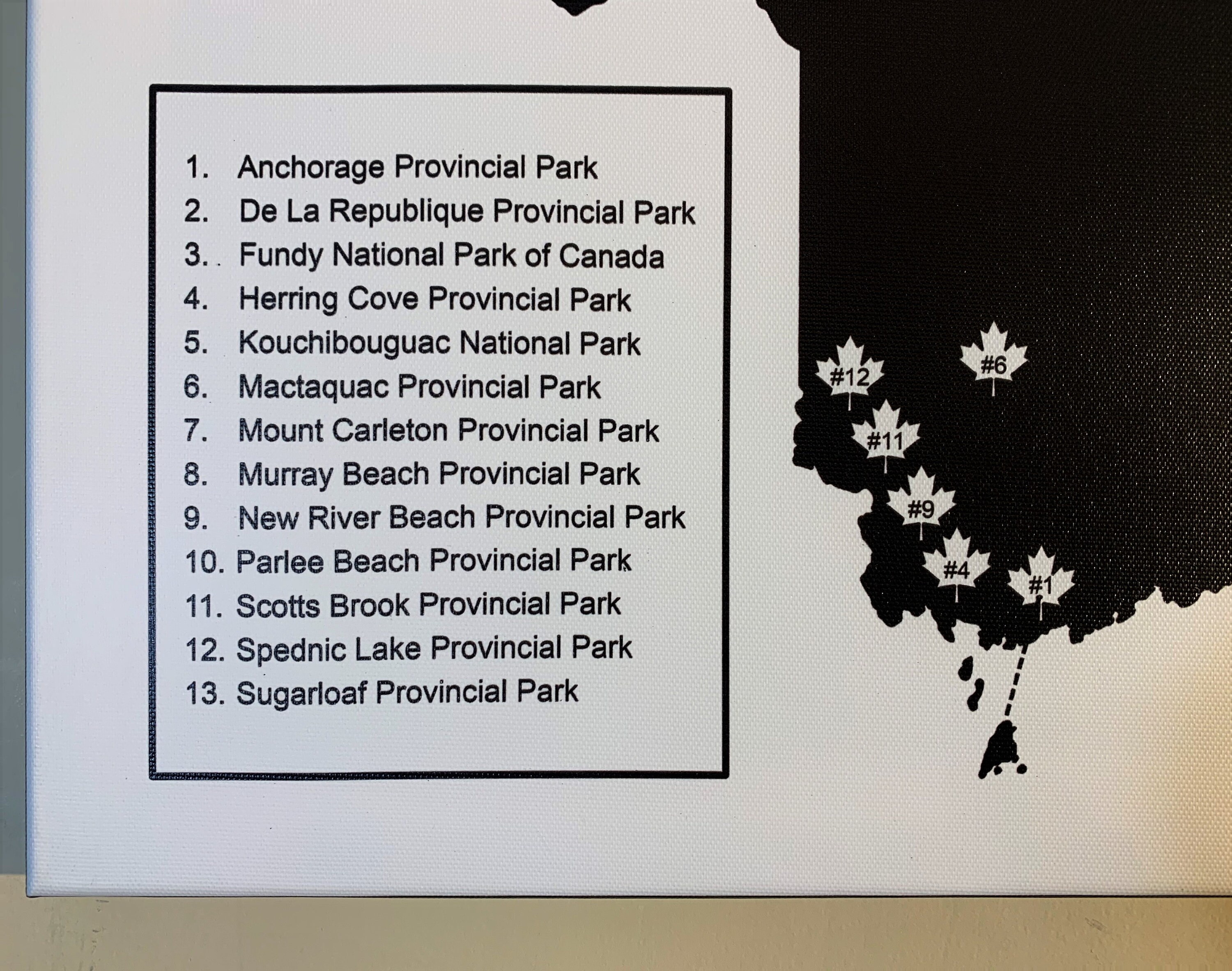 New Brunswick Provincial Park Canvas Map: 16 X 12 - Etsy