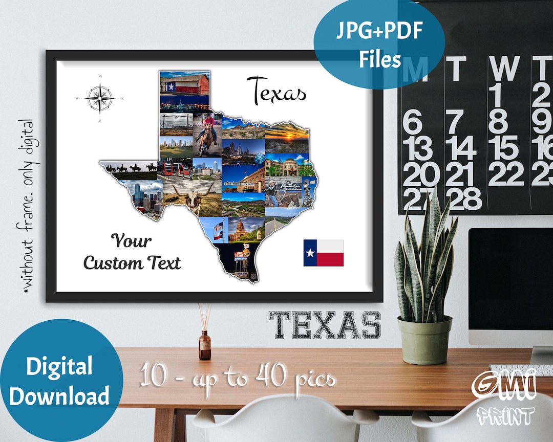 Texas State Photo Collage State MAP Gift Wedding Gift USA - Etsy