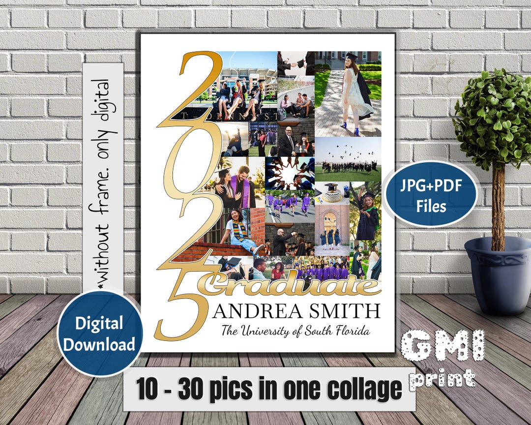 Graduation Idea Photo Collage, 2025 Graduate Photo Gift, Class of 2025 ...