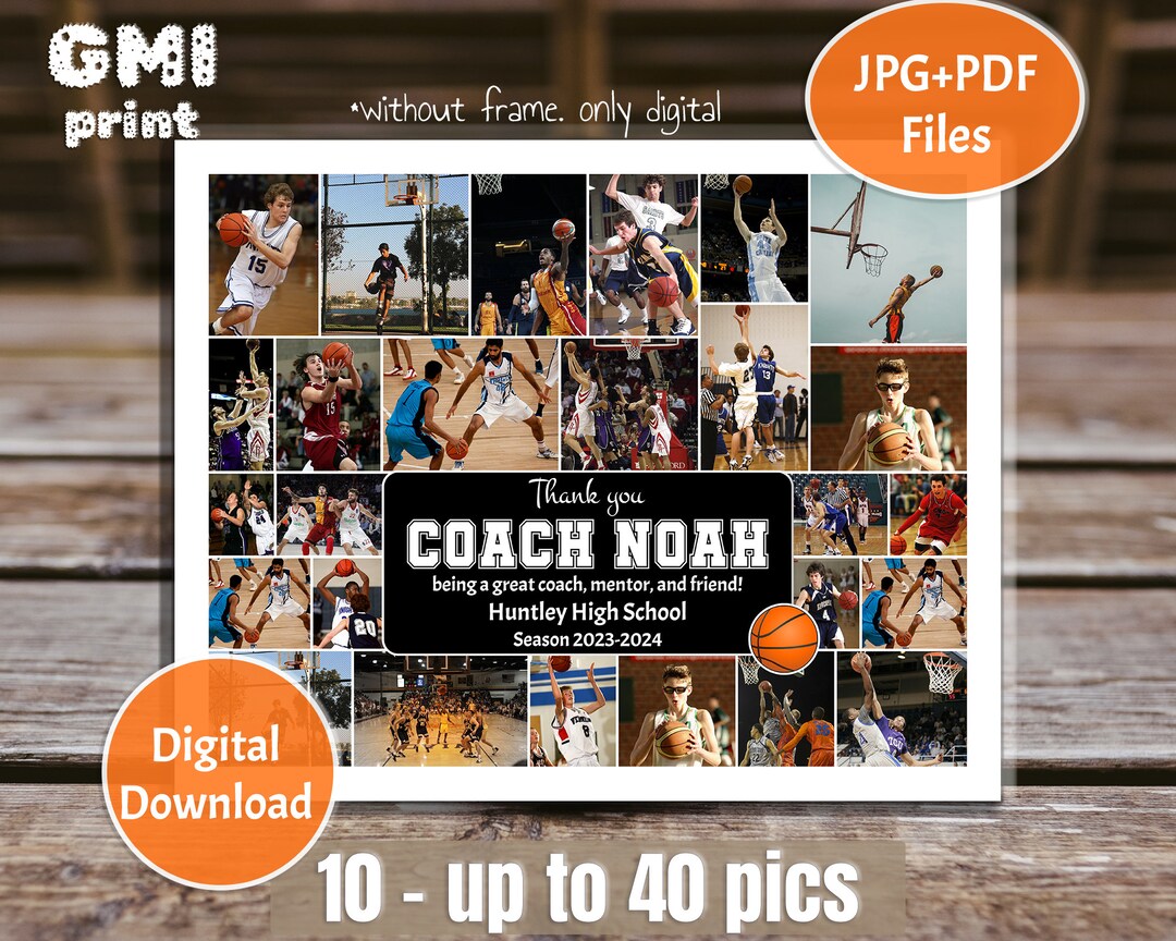 Coach Basketball Photo Collage, Any Sport Photo Collage, Custom Gift ...