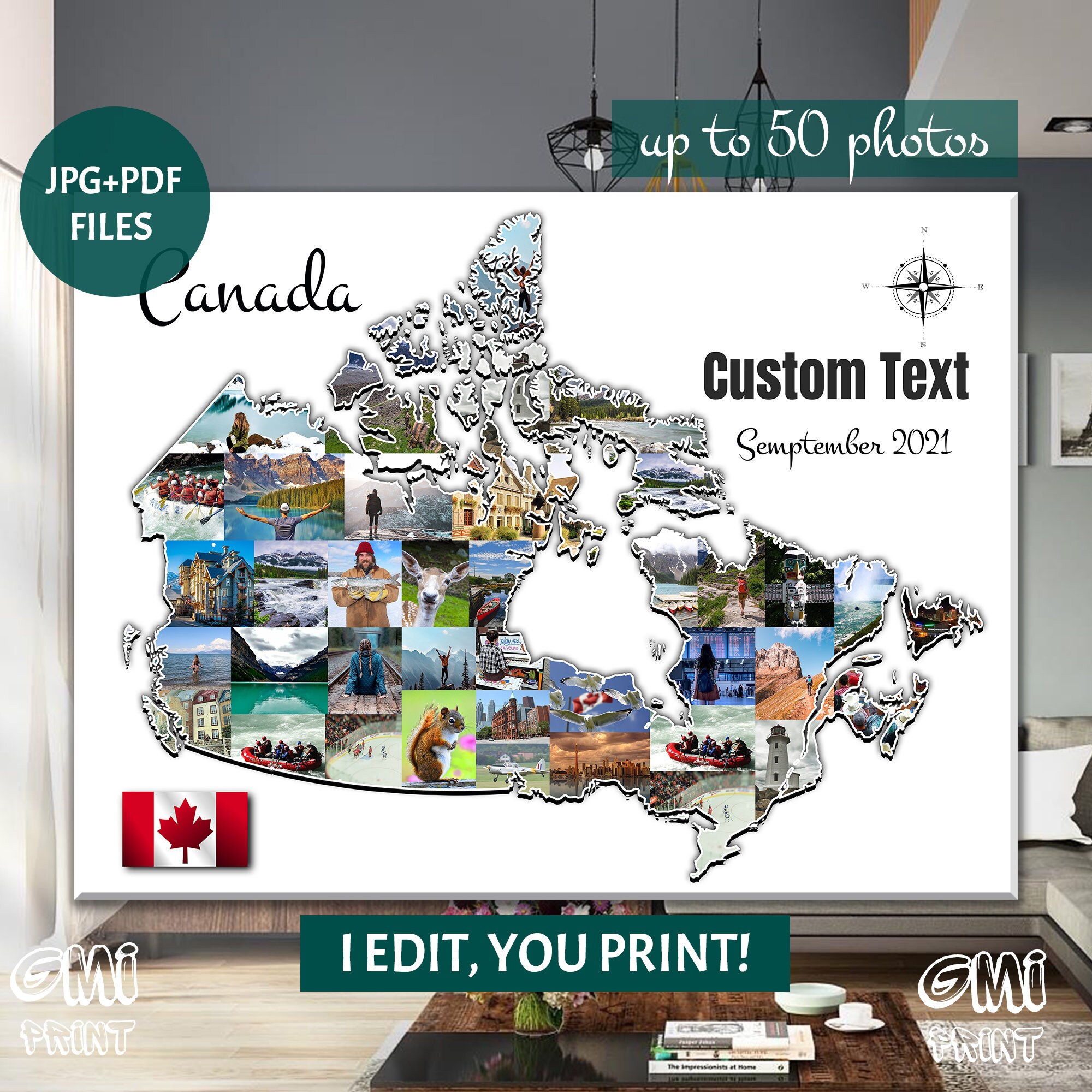 Canada Photo Collage Photo MAP Collage Wedding Gift | Etsy