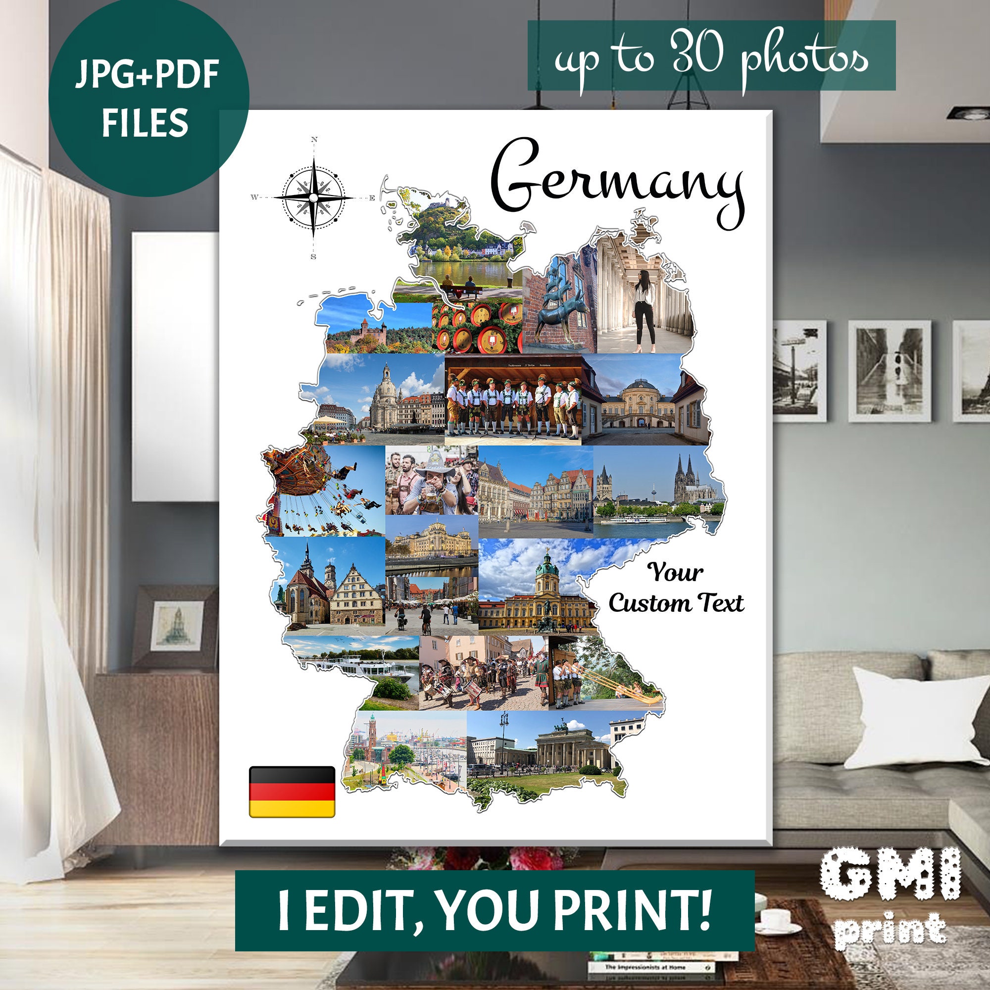 Germany Photo Collage, Vacation Photo Collage, Wedding Gift, Honeymoon ...