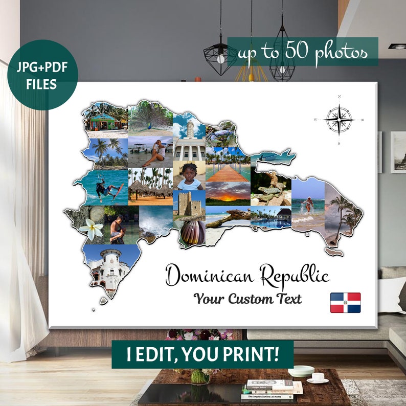 Dominican Republic Photo Collage MAP Collage Wedding Gift - Etsy