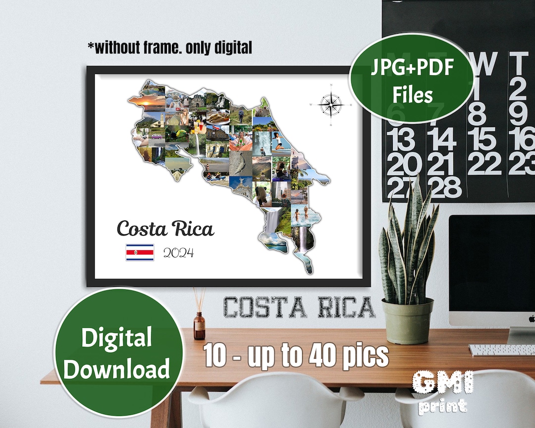 Costa Rica Photo Collage, MAP Photo Collage, Wedding Gift, Honeymoon ...