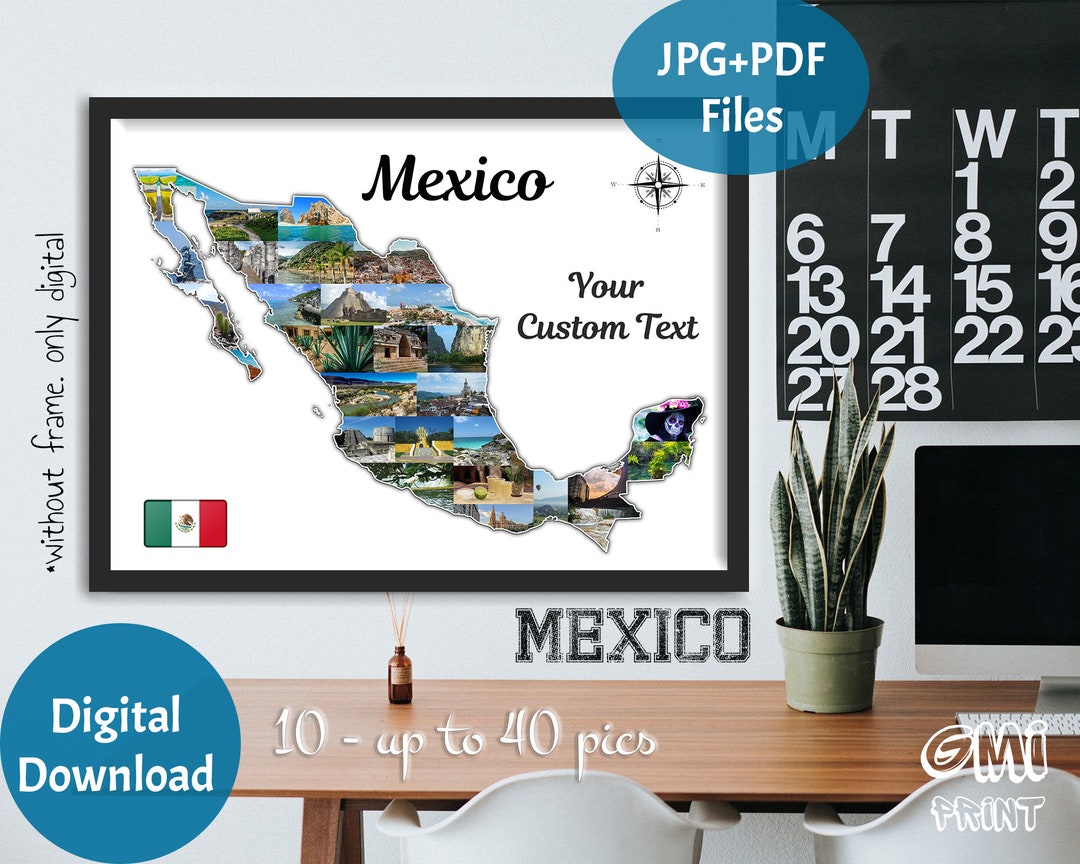 Mexico Photo Collage MAP Collage Wedding Gift Mexico - Etsy