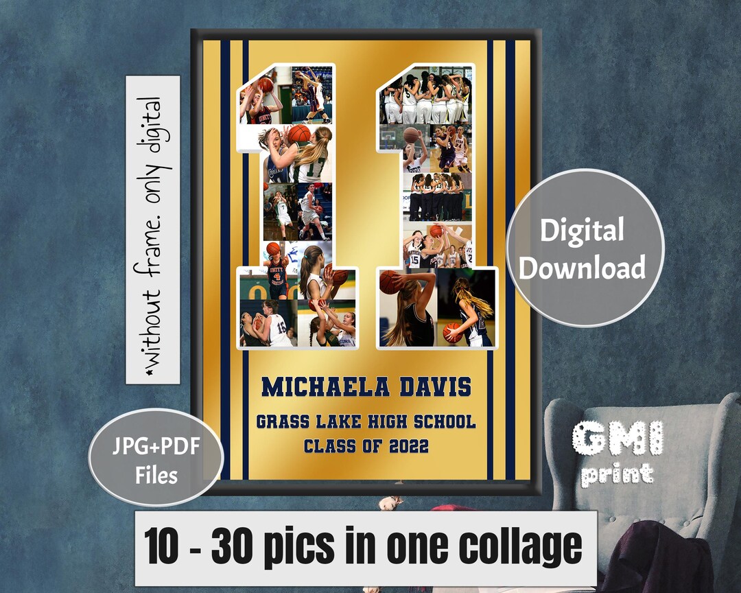 Any Number Soccer Player Collage, Senior Lacrosse Gift, Number ...