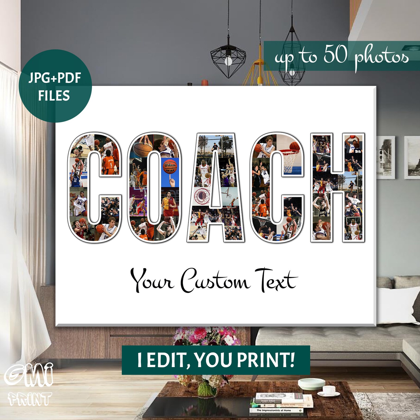 Coach Photo Gift Collage, Sport Photo Gift, Gift for Coach, Player ...