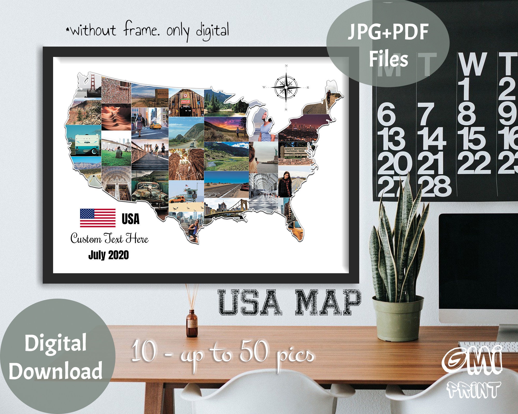 USA Photo Collage American MAP Collage Wedding Gift | Etsy