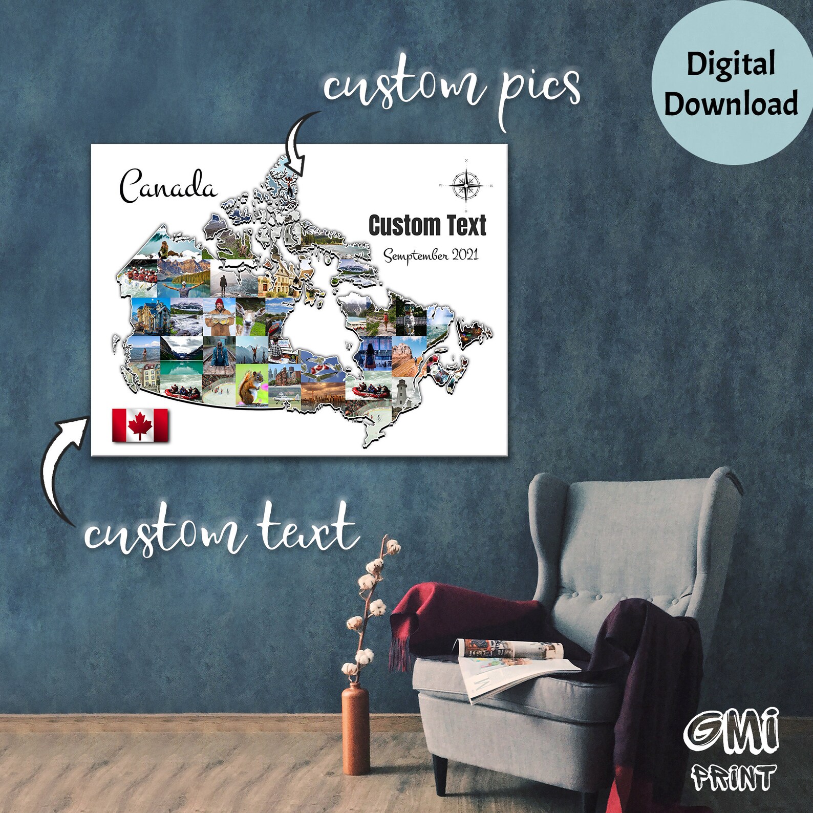Canada Photo Collage Photo MAP Collage Wedding Gift - Etsy