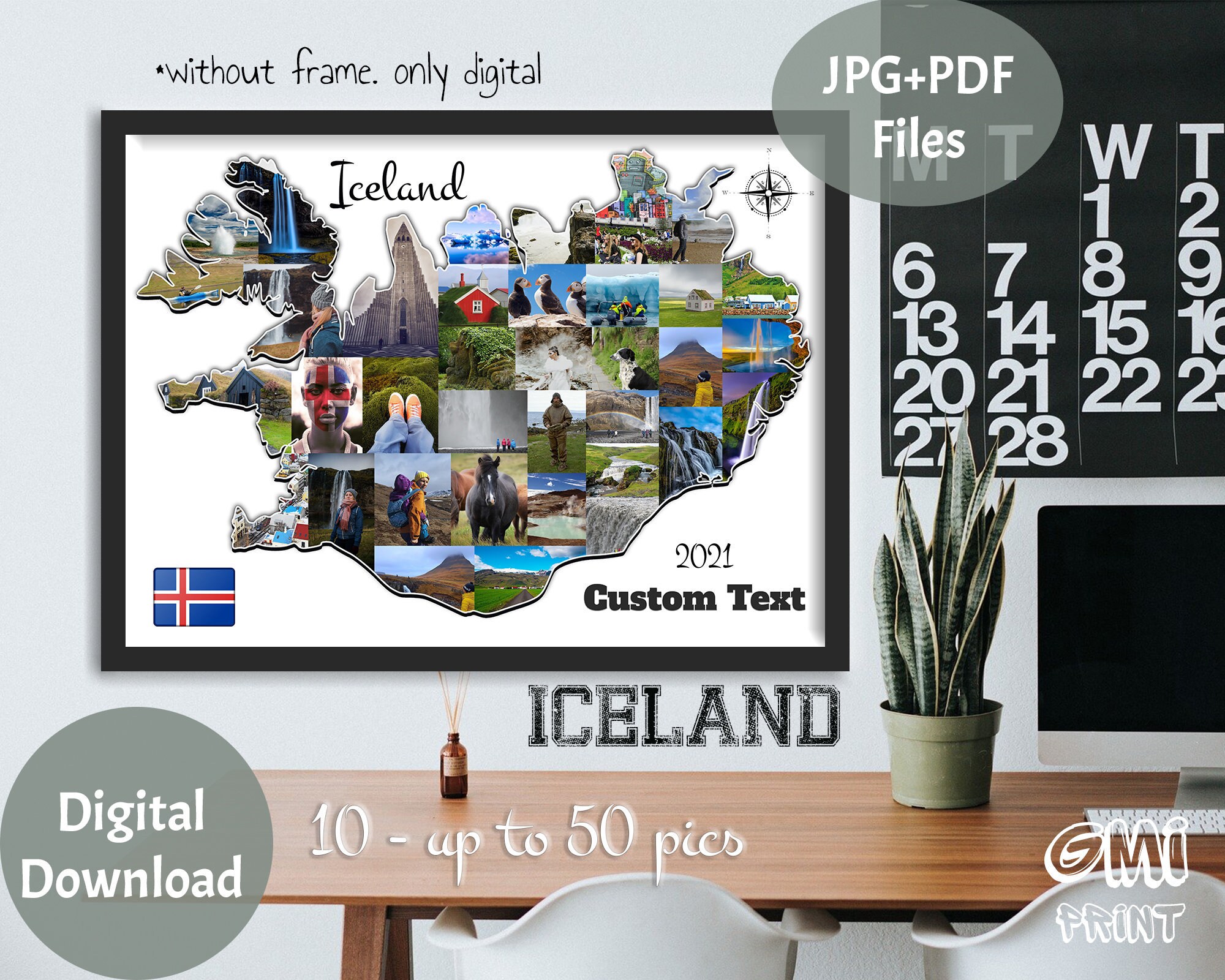 Iceland Photo Collage MAP Collage Wedding Gift Honeymoon - Etsy