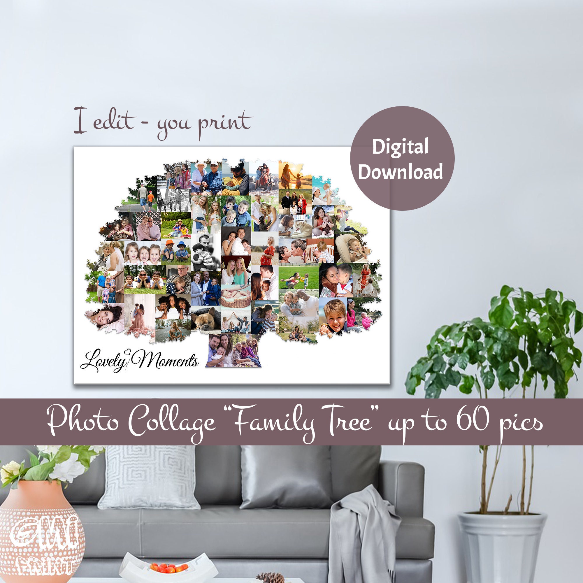 Family Tree Collage Family Photo Collage Family Tree Wall | Etsy Canada