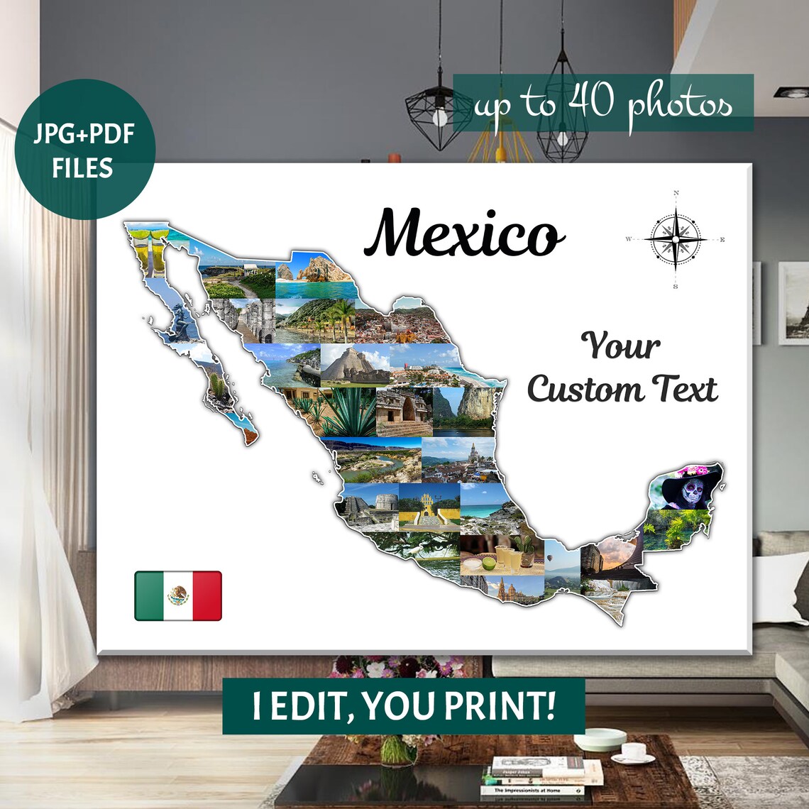 Mexico Photo Collage MAP Collage Wedding Gift Mexico - Etsy