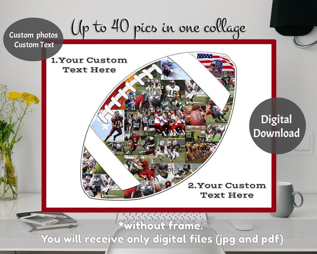 Football Player Gift, American Football Photo Collage, Football Player ...