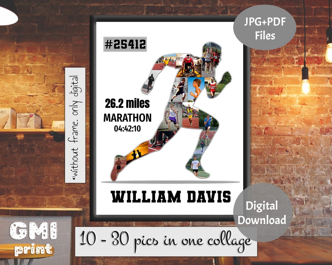 Male Runner Photo Gift, Runner Photo Collage,runner Track Gift ...