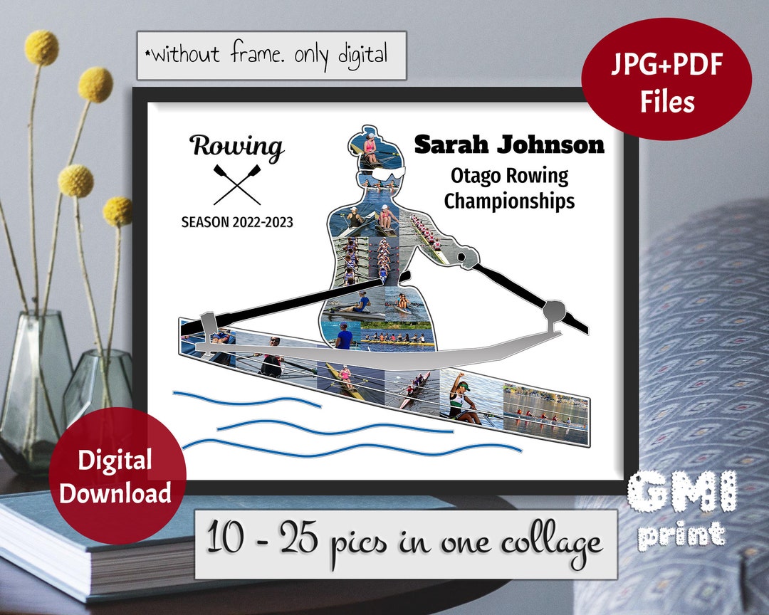 Rowing Photo Collage Female, Sport Photo Gift, Races Gift for Player ...