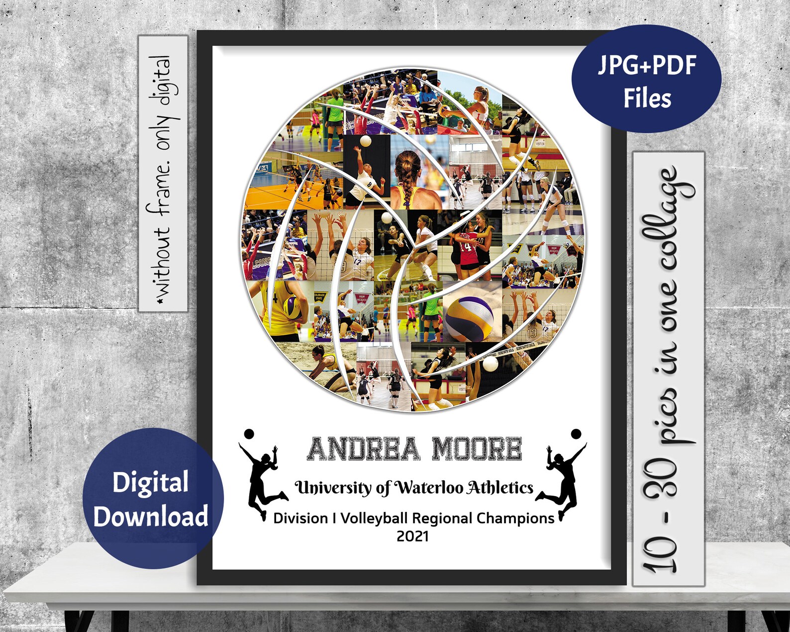 Volleyball Photo Collage, Sport Photo Gift, Gift for Player, Player ...