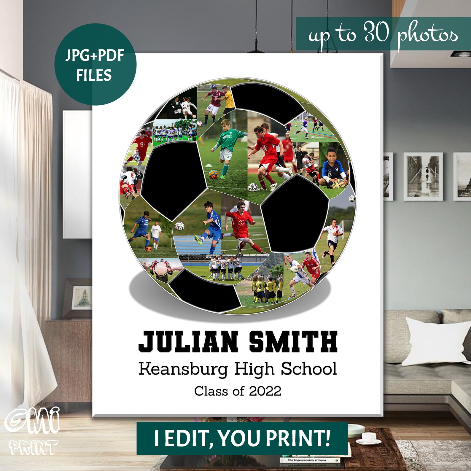 Soccer Ball Photo Collage Sport Photo Gift Gift for Player - Etsy