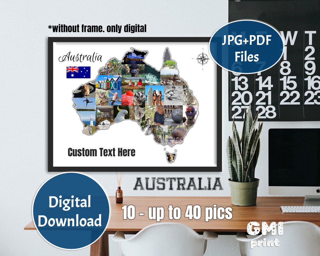 Australia Photo Collage, Photo MAP Collage, Wedding Gift, Honeymoon ...