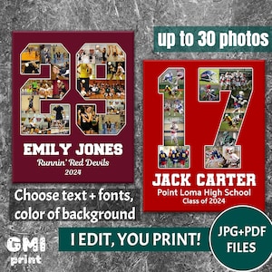 Number Baseball Sport Player Collage, Senior Night Lacrosse Gift ...