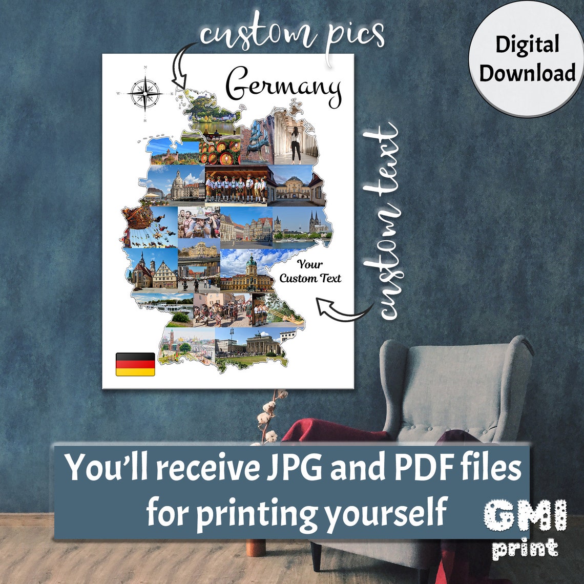 Germany Photo Collage, Vacation Photo Collage, Wedding Gift, Honeymoon ...