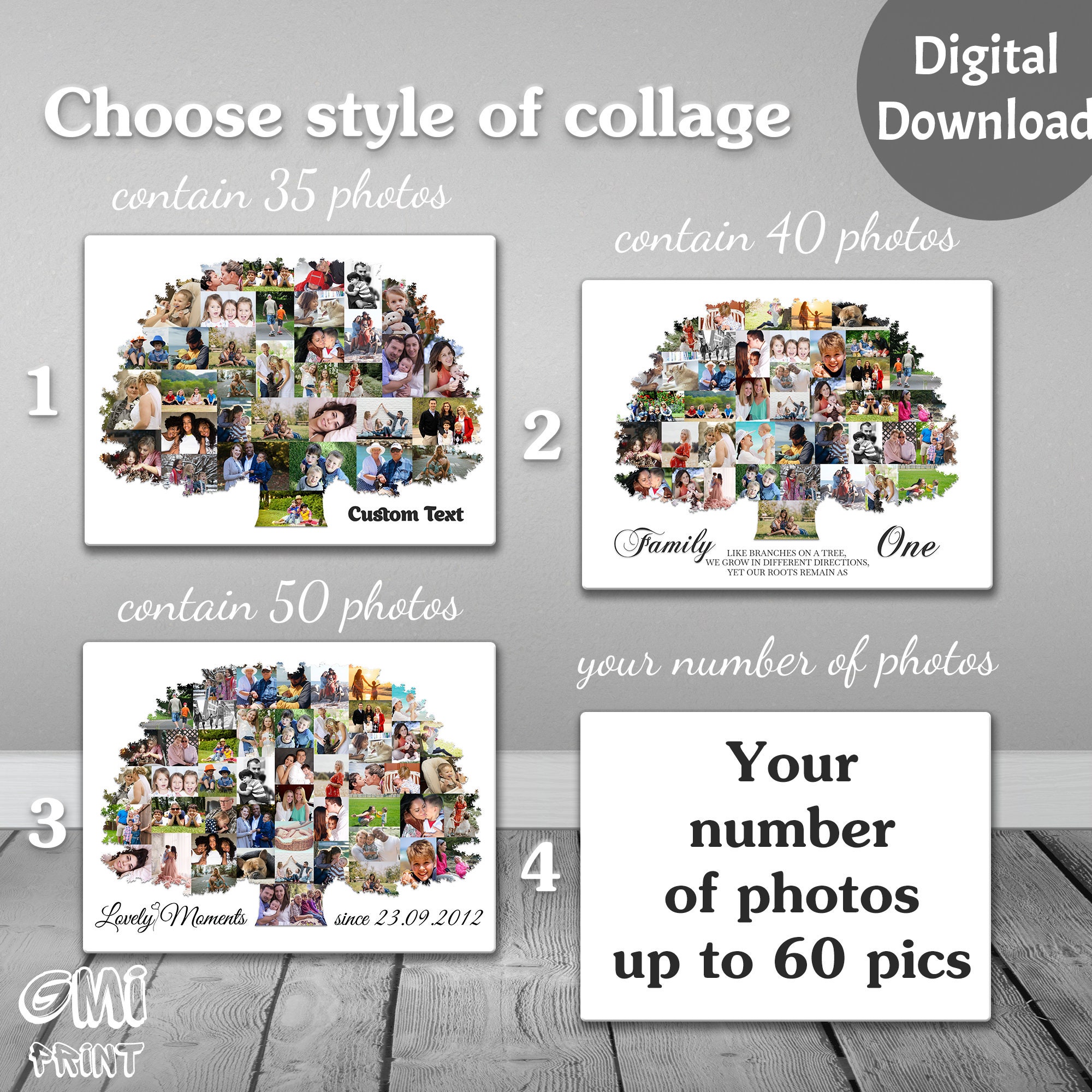 Family Tree Collage Family Photo Collage Family Tree Wall | Etsy UK