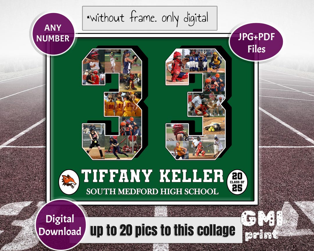 Number Sport Photo Collage, Senior Night Basketball Gift, Any Jersey ...