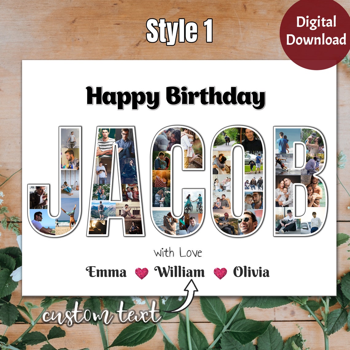 Any Name Photo Collage Personalized Photo Gift Word Photo - Etsy