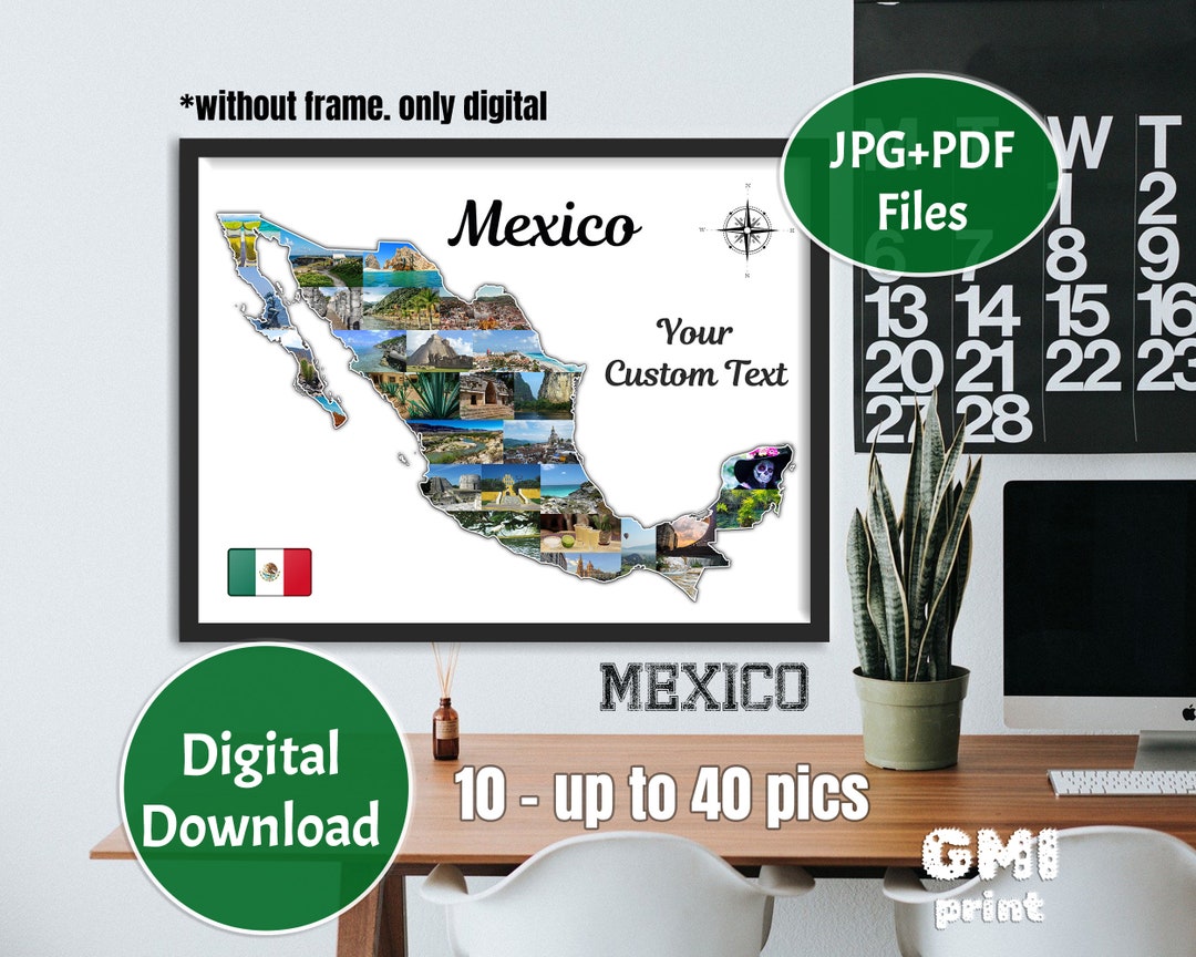 Mexico Photo Collage, MAP Collage, Wedding Gift, Mexico Vacation ...
