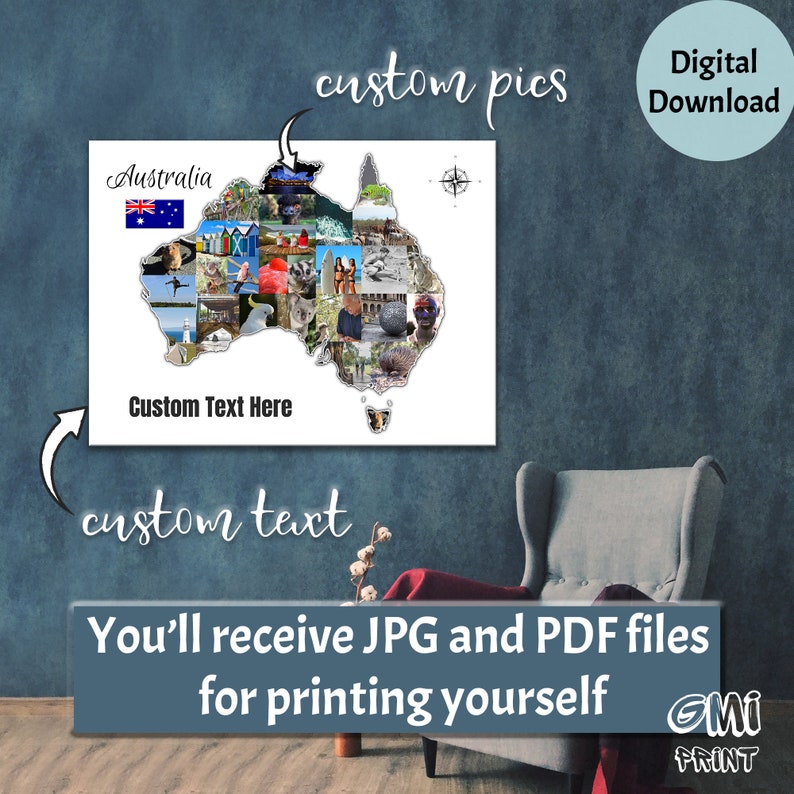 Australia Photo Collage Photo MAP Collage Wedding Gift | Etsy