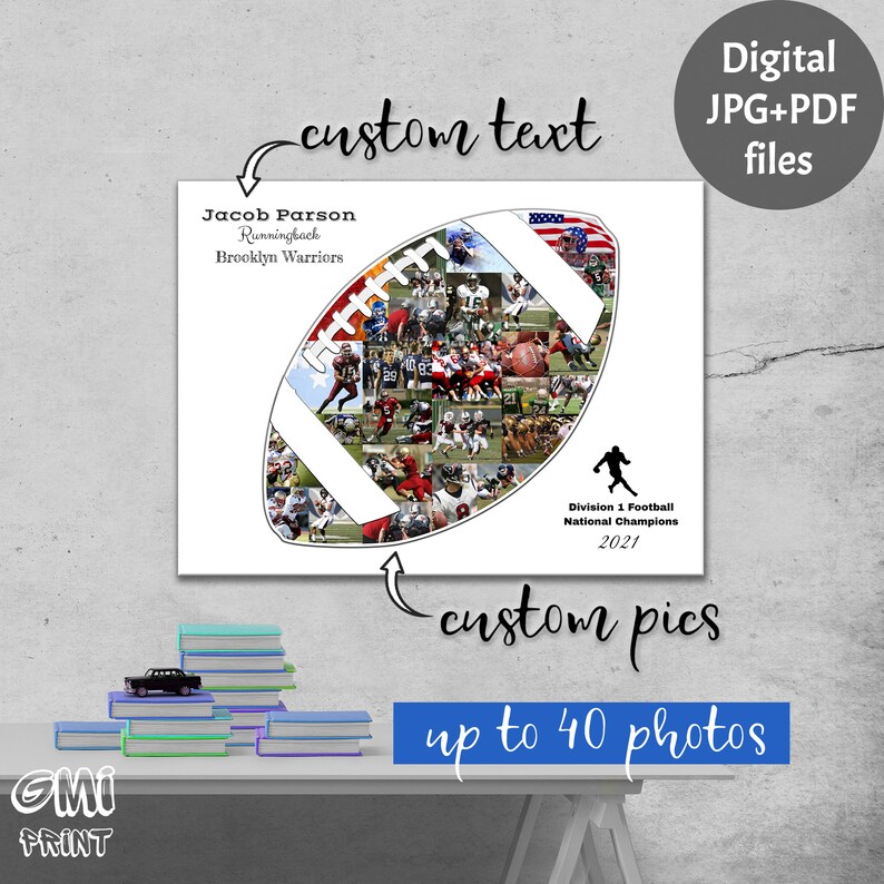 Football Player Gift American Football Photo Collage - Etsy