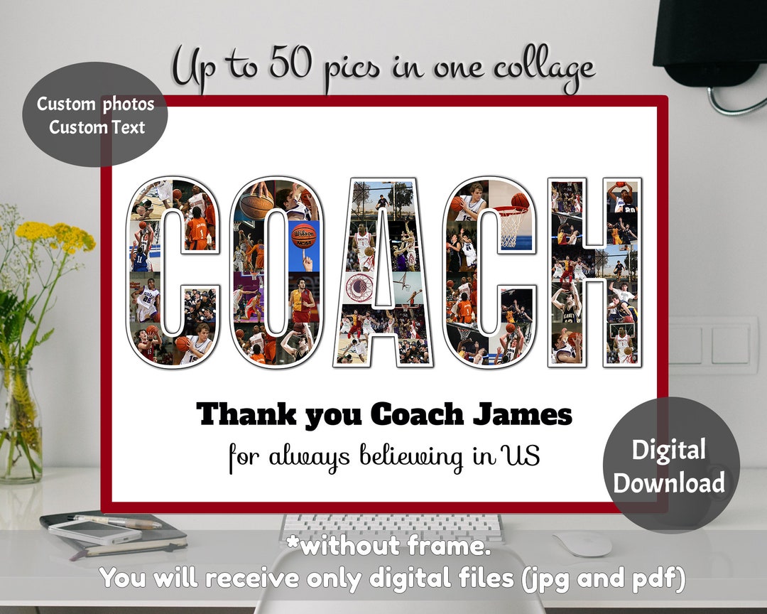 Coach Photo Gift Collage, Sport Photo Gift, Gift for Coach, Player ...